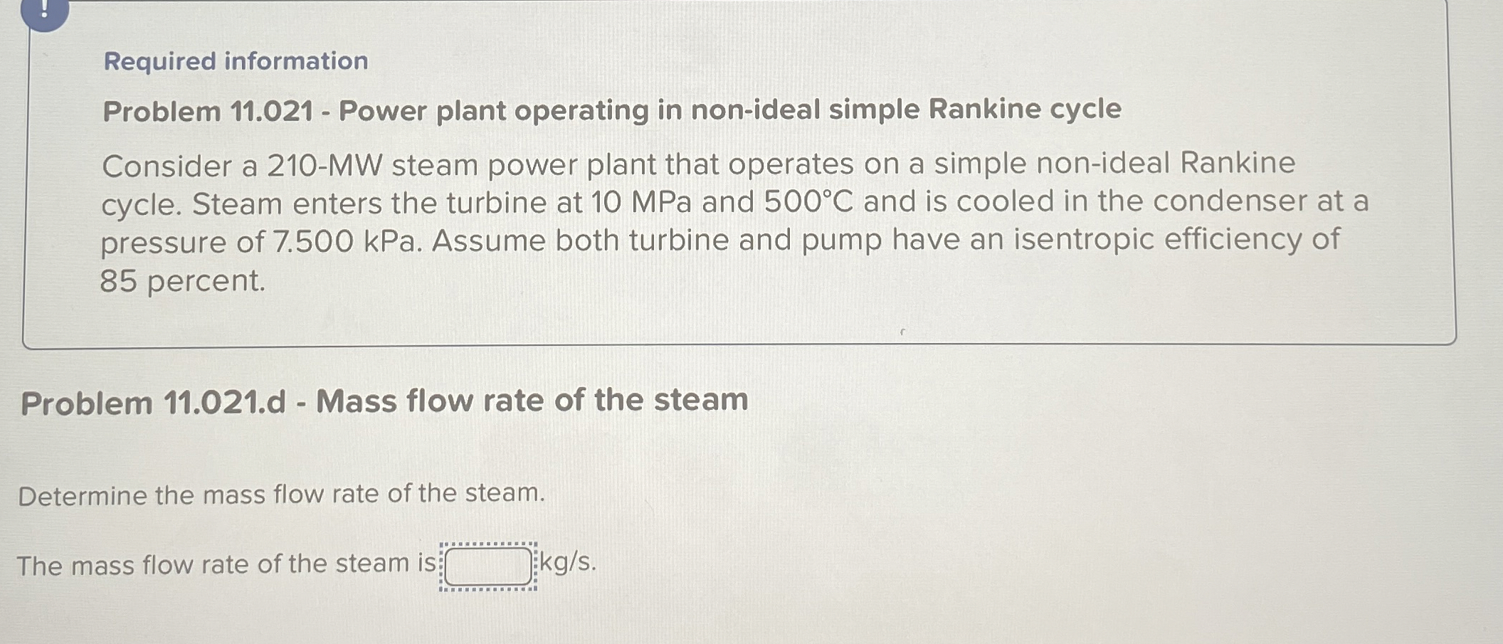 Solved Required informationProblem 11.021 - ﻿Power plant | Chegg.com