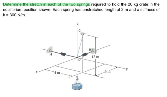 Solved Determine the stretch in each of the two springs | Chegg.com
