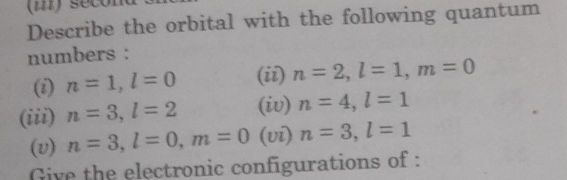Solved Describe the orbital with the following quantum | Chegg.com
