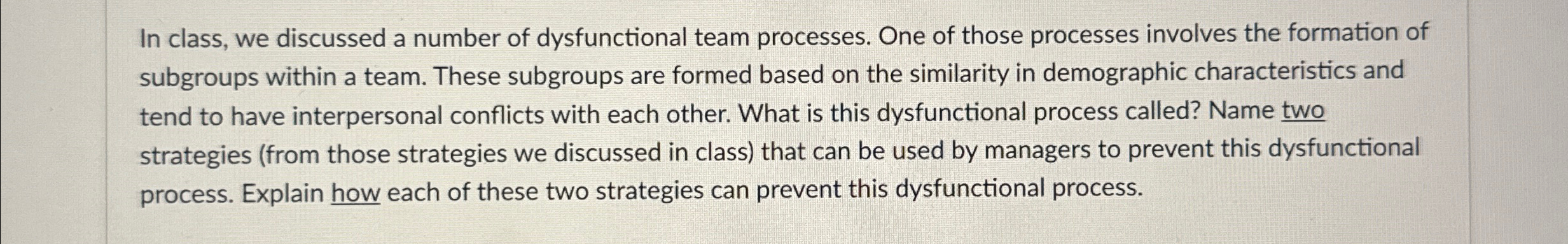 Solved In class, we discussed a number of dysfunctional team | Chegg.com