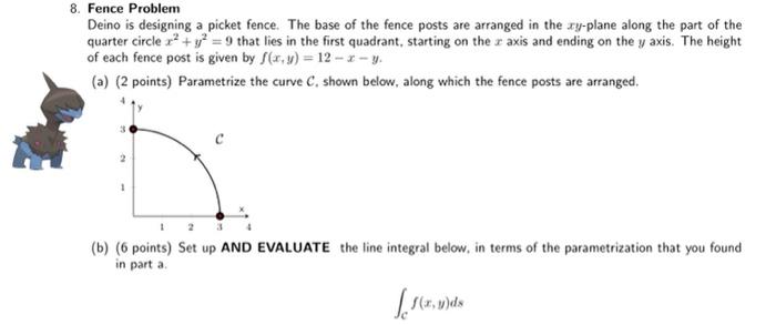 Solved 8. Fence Problem Deino is designing a picket fence. | Chegg.com