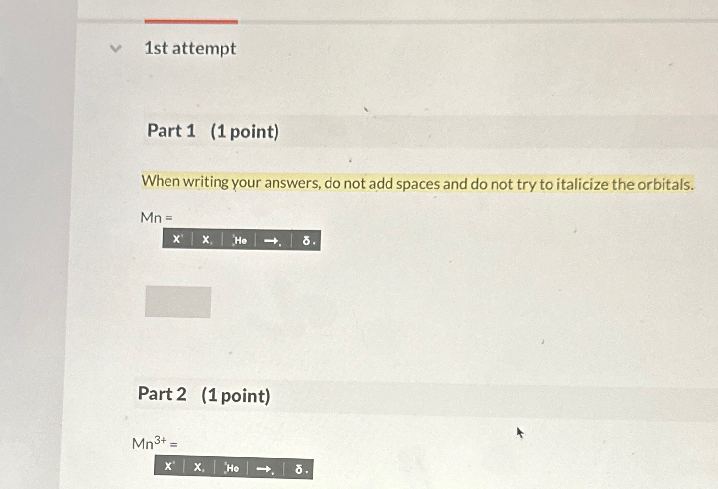 1st attemptPart 1 (1 ﻿point)When writing your | Chegg.com