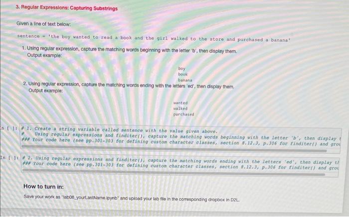 Solved 3. Regular Expressions: Capturing Substrings Given a | Chegg.com