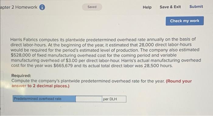 Solved apter 2 Homework Saved Help Save & Exit Submit Check | Chegg.com