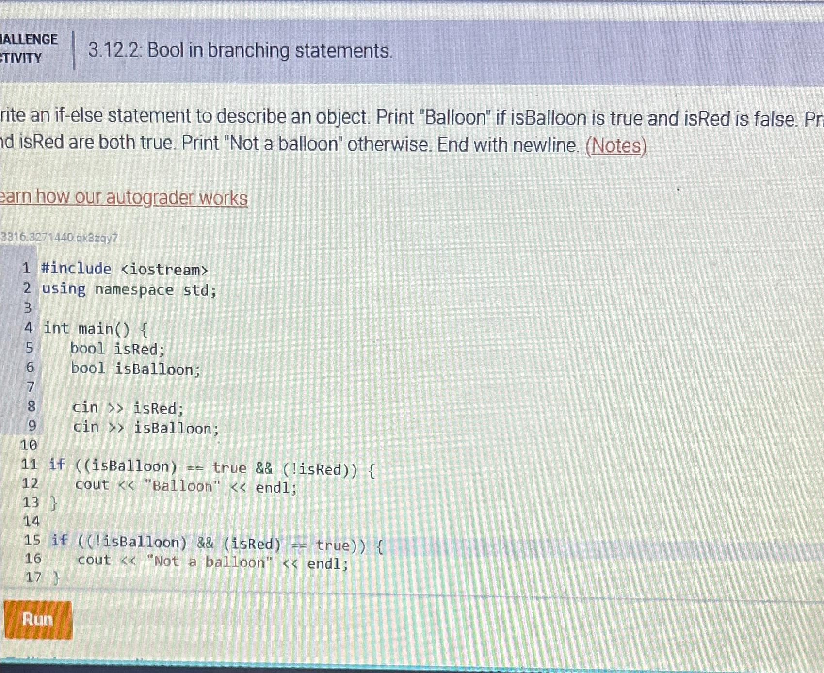 Solved ALLENGE3.12.2: Bool in branching statements.rite an | Chegg.com