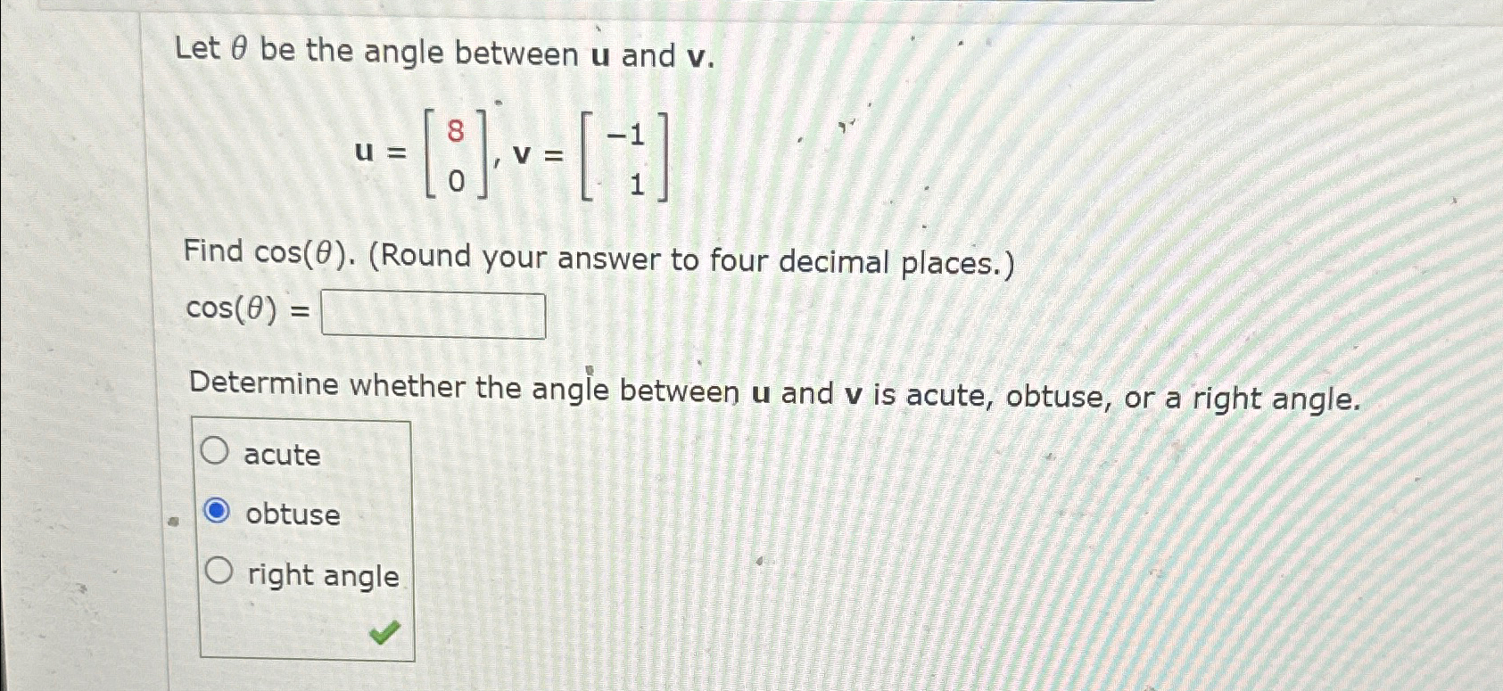Solved Let θ ﻿be the angle between u ﻿and | Chegg.com