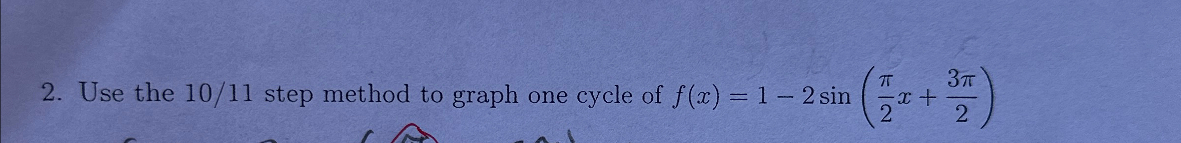 Solved Use the 1011 ﻿step method to graph one cycle of | Chegg.com