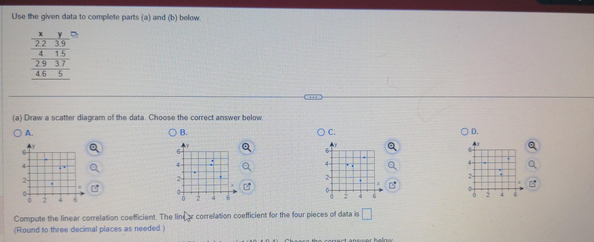 Solved Use the given data to complete parts (a) and (b) | Chegg.com