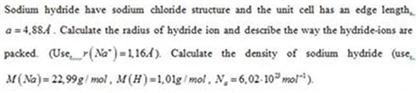 Solved Sodium hydride have sodium chloride structure and the | Chegg.com