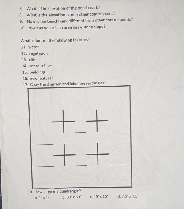 7. What is the elevation of the benchmark? 8. What is | Chegg.com