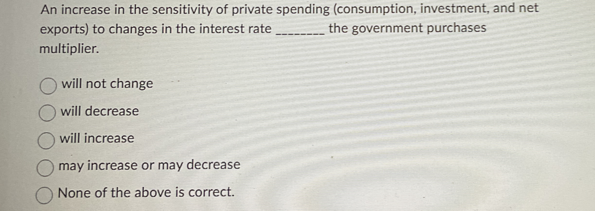Solved An increase in the sensitivity of private spending | Chegg.com