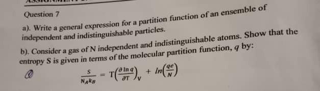 Solved a). Write a general expression for a partition | Chegg.com