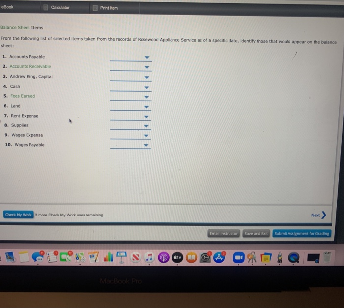 Solved eBook Calculator Print Item Balance Sheet Items From | Chegg.com
