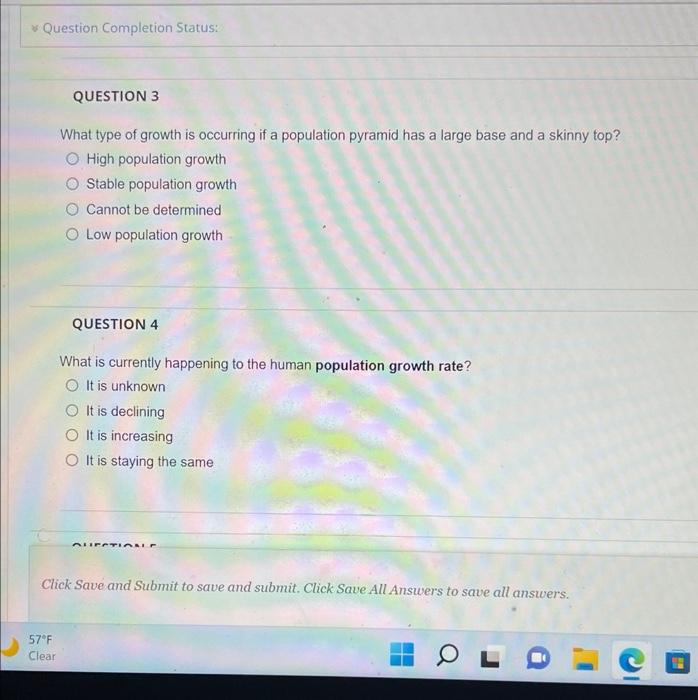 Solved What type of growth is occurring if a population | Chegg.com