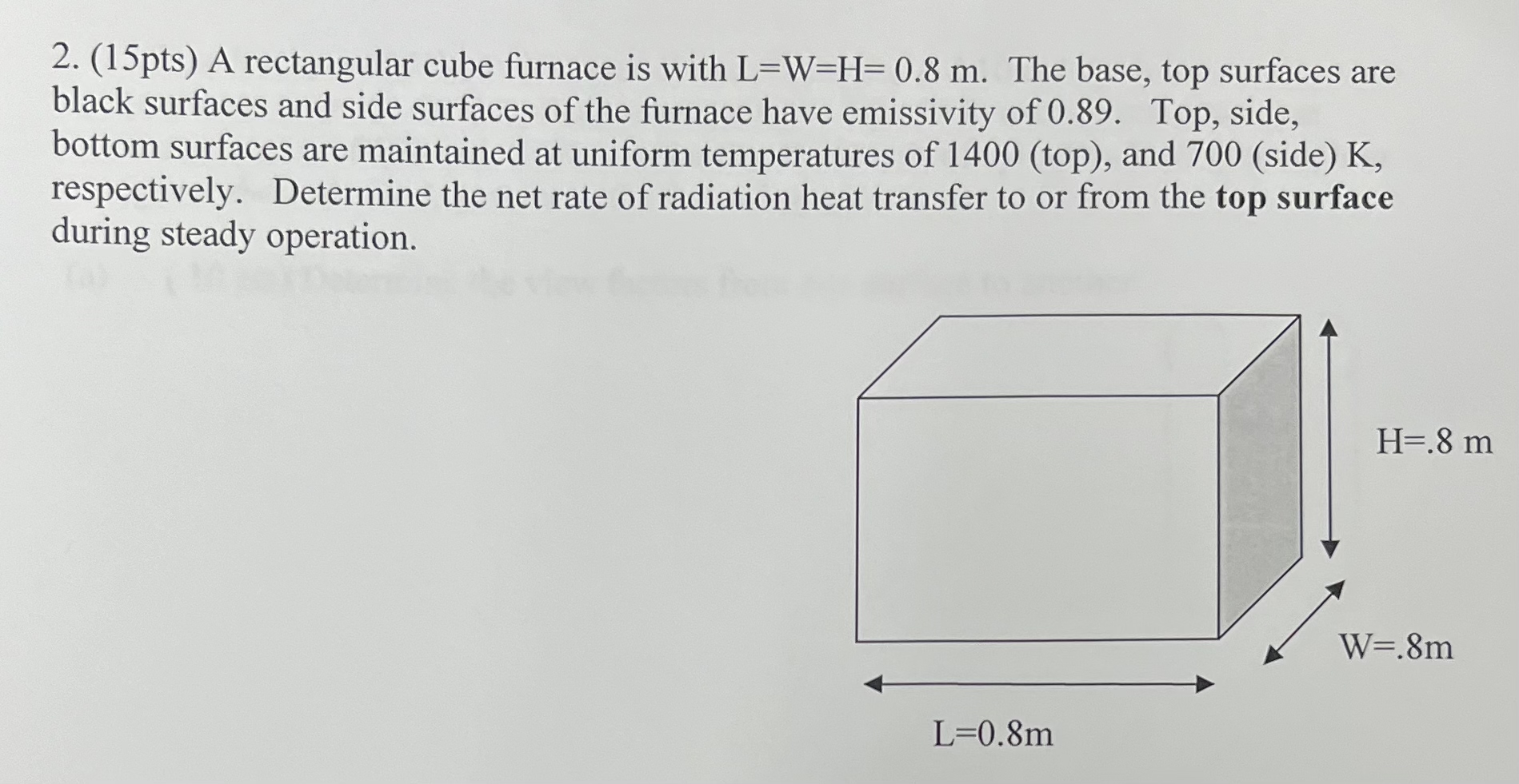 Solved A rectangular cube(15pts) ﻿A rectangular cube furnace | Chegg.com