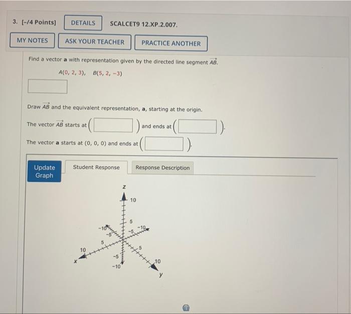 Solved A(0,2,3),B(5,2,−3) Draw AB and the equivalent | Chegg.com
