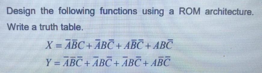 Solved Design the following functions using a ROM | Chegg.com