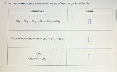 Write the common (not systematic) ﻿name of each | Chegg.com