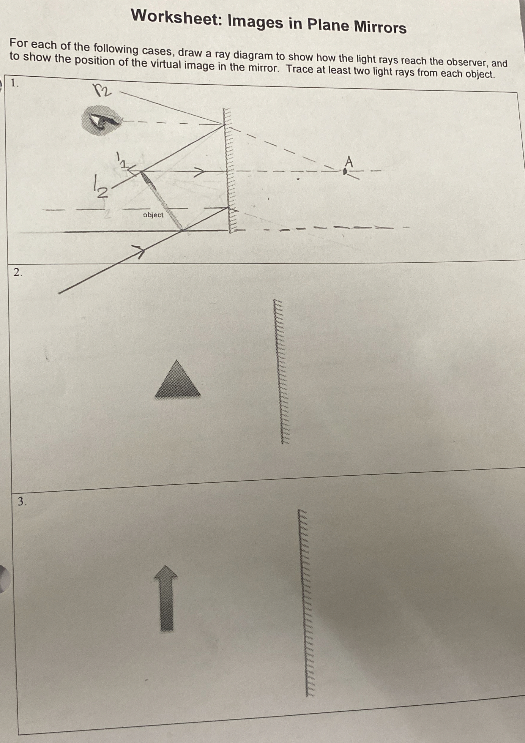 Solved Worksheet: Images in Plane MirrorsFor each of the | Chegg.com