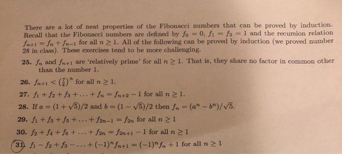Solved There are a lot of neat properties of the Fibonacci | Chegg.com