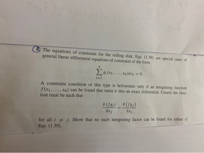 Solved 4 The equations of constraint for the rolling disk, | Chegg.com