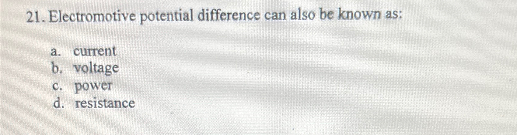 Solved Electromotive Potential Difference Can Also Be Known 8395