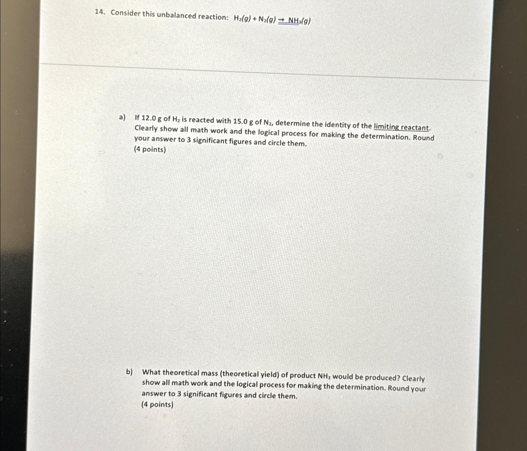 Solved Consider this unbalanced reaction: | Chegg.com