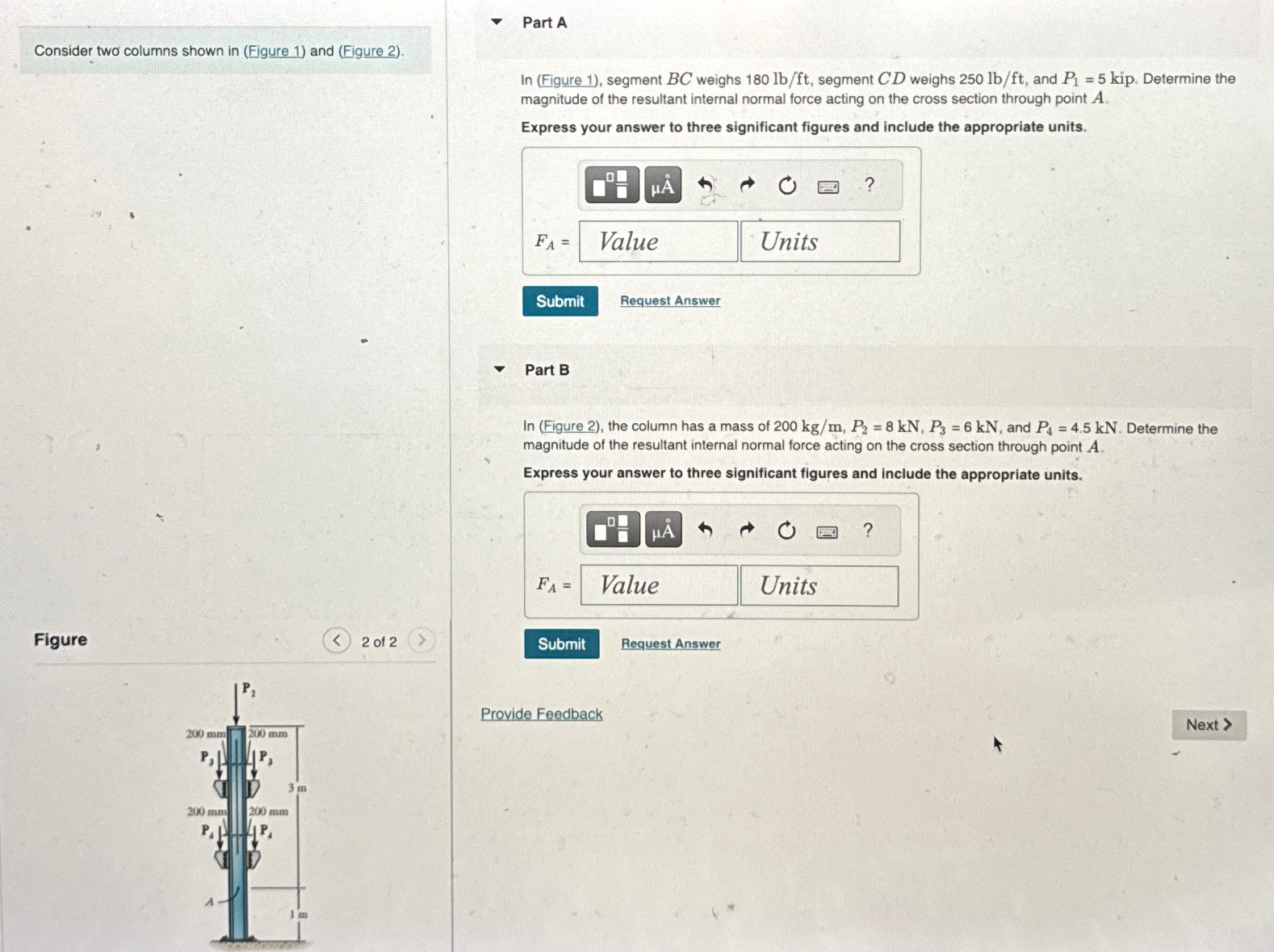 Part AConsider two columns shown in (Figure 1) ﻿and | Chegg.com