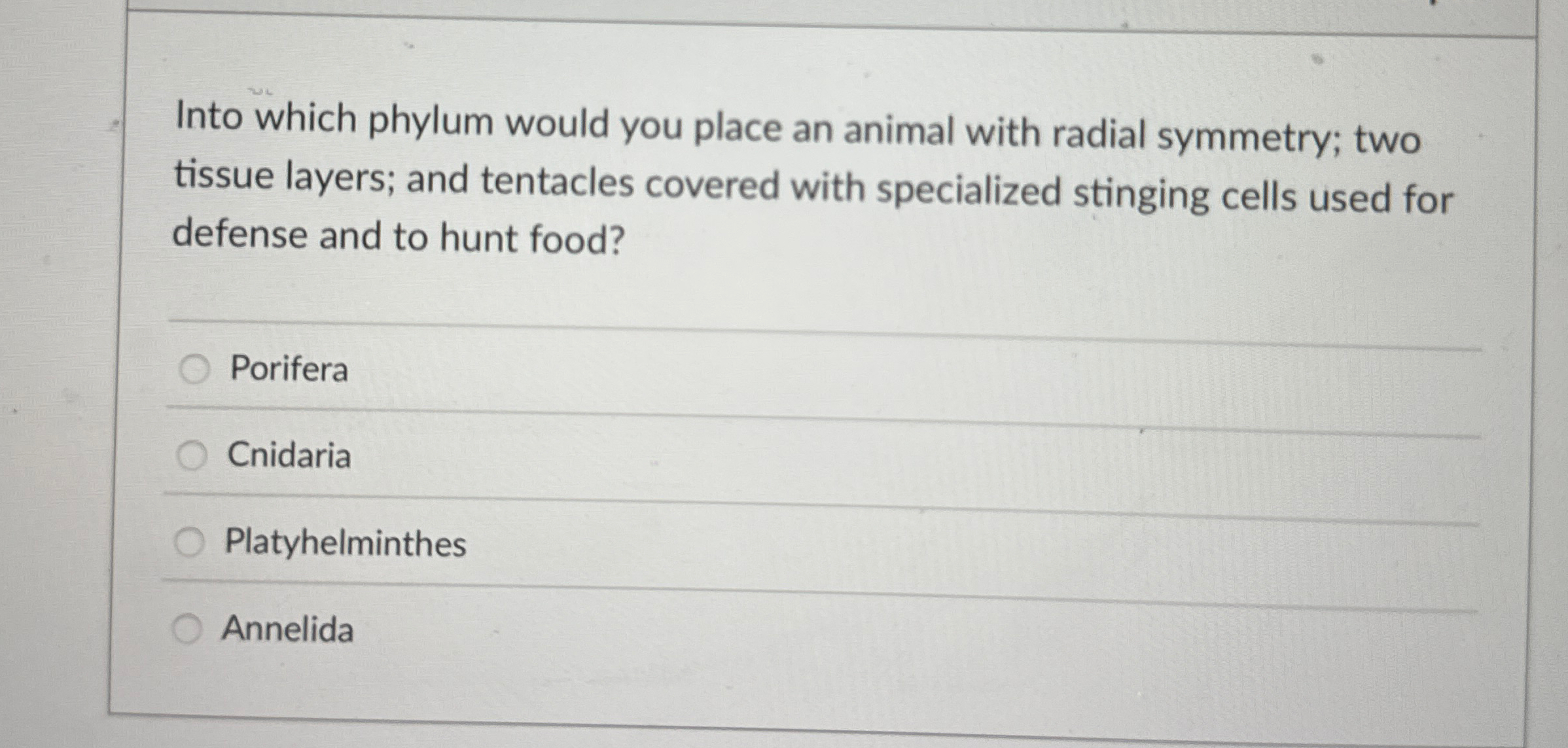 Solved Into which phylum would you place an animal with | Chegg.com