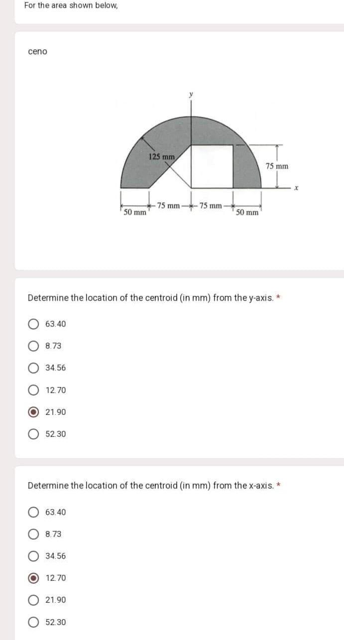 Solved Determine the location of the centroid (in mm) from | Chegg.com
