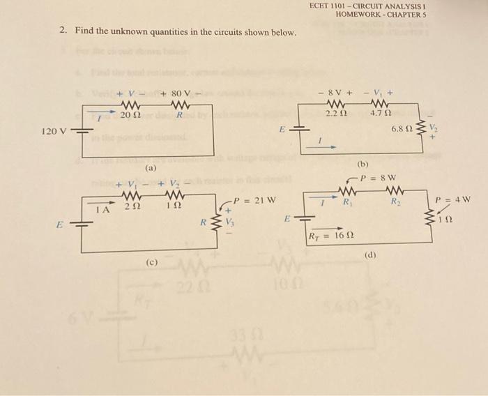 Solved ECET 1101 -CIRCUTT ANALYSIS I HOMEWORK - CHAPTER 5 2. | Chegg.com