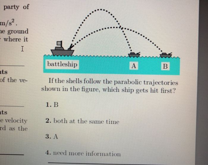 given : The batleship and enemy ships A and B lie | Chegg.com