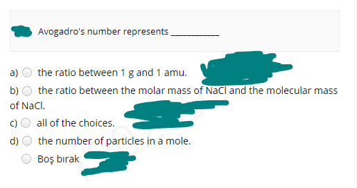 Solved Avogadro's number represents a) the ratio between 1 g | Chegg.com