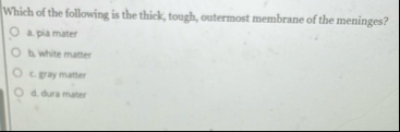 Solved Which of the following is the thick, tough, outermost | Chegg.com