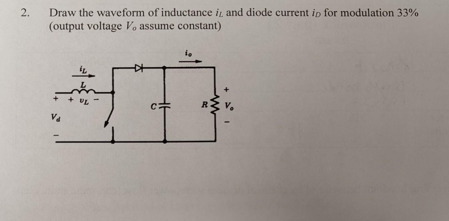 Solved 2. Draw the waveform of inductance iL and diode | Chegg.com