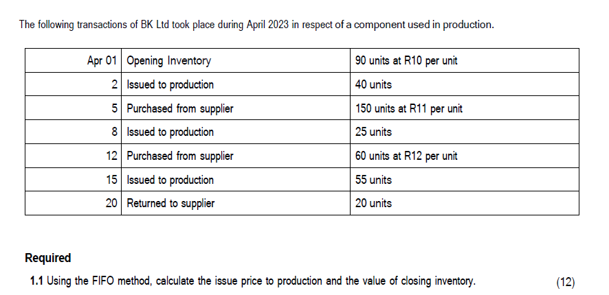 Solved The following transactions of BK Ltd took place | Chegg.com