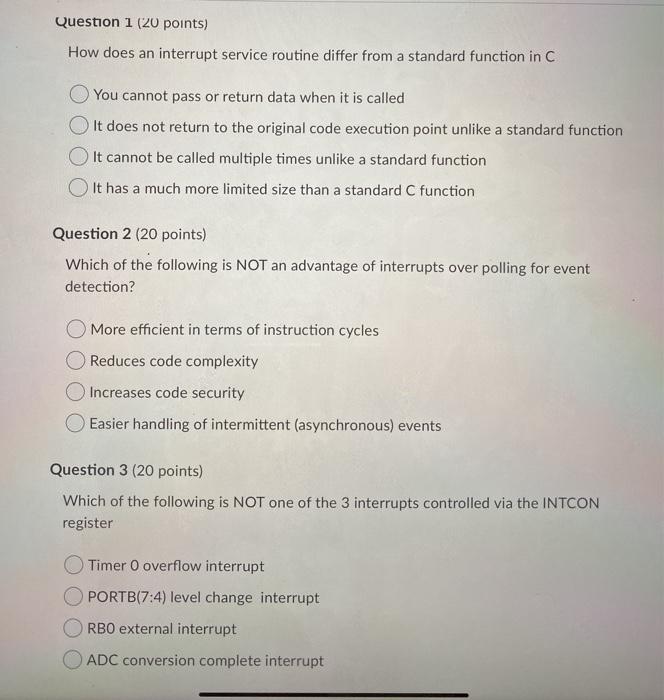 Solved Question 1 20 Points How Does An Interrupt Service 
