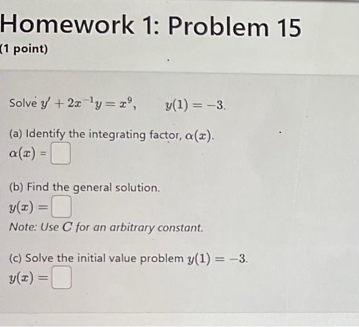 Solved Homework 1: Problem 15 1 point) Solve | Chegg.com