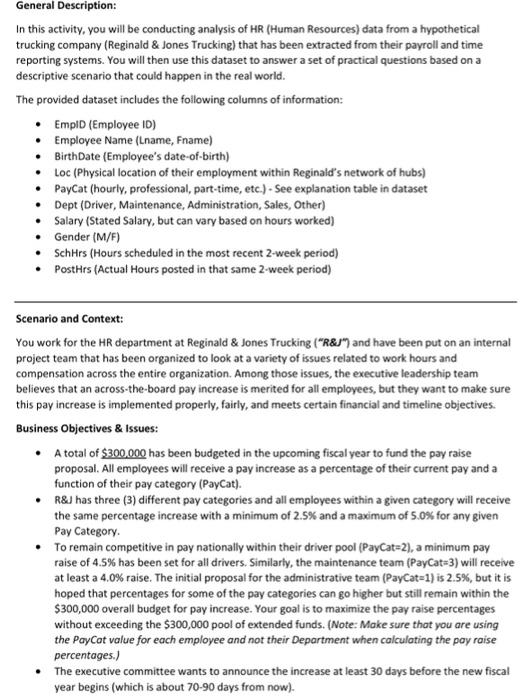 General Description: In this activity, you will be | Chegg.com