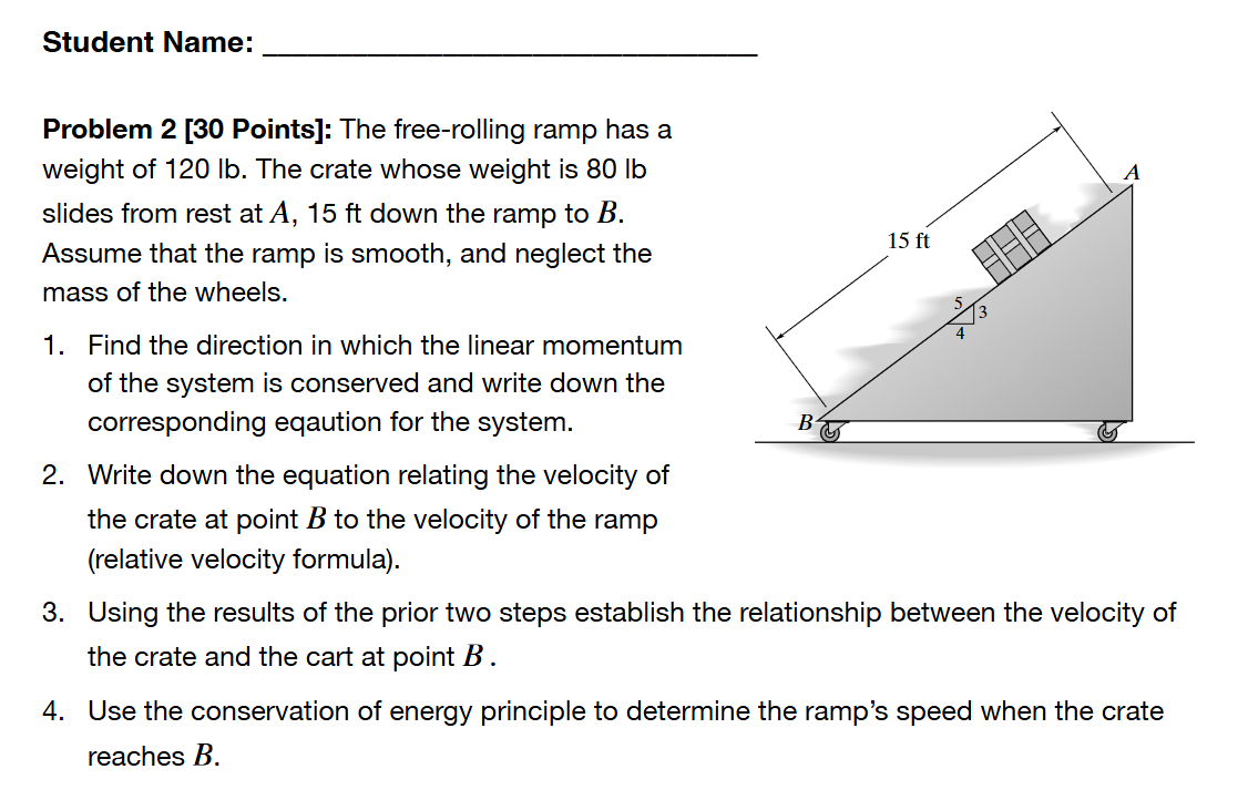 Solved Problem 2 [30 ﻿Points]: The free-rolling ramp has a | Chegg.com