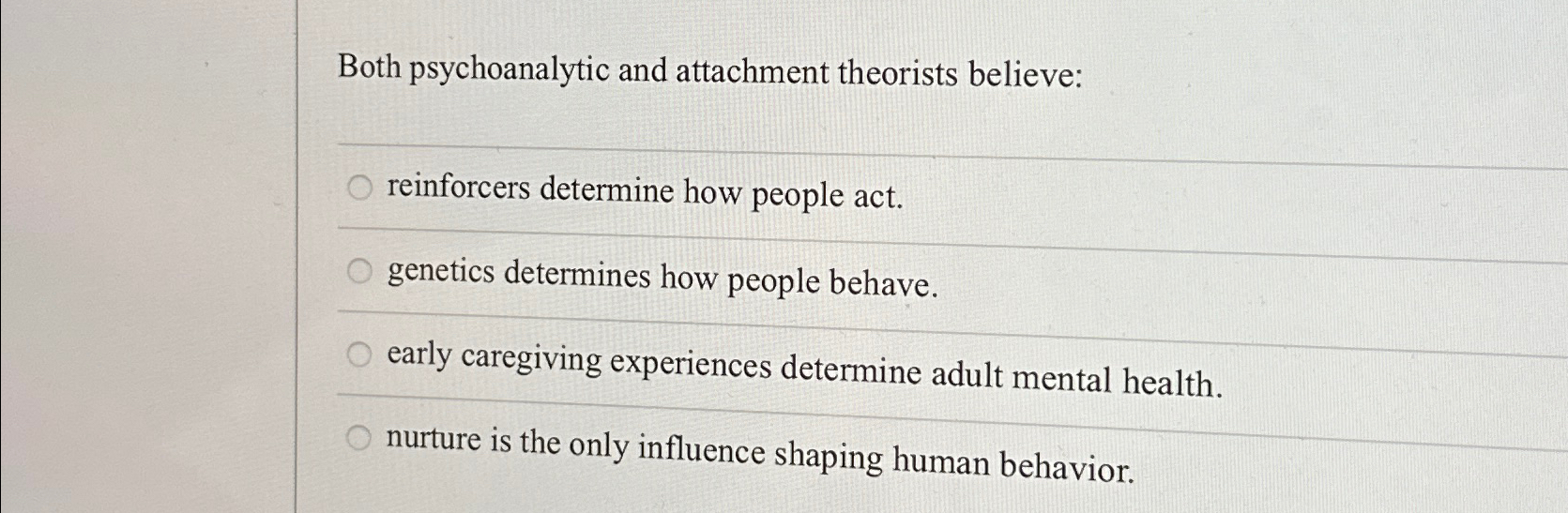 Solved Both psychoanalytic and attachment theorists | Chegg.com