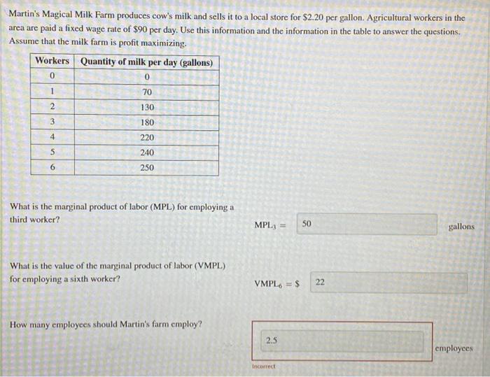 Solved Martin's Magical Milk Farm produces cow's milk and | Chegg.com