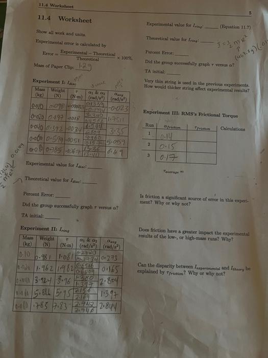 Error = Theoretical Experimental − Theonetional ×100 | Chegg.com