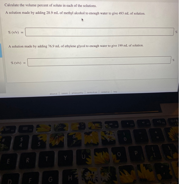 Solved Calculate the volume percent of solute in each of the | Chegg.com