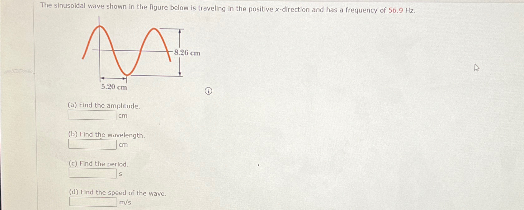 Solved The sinusoidal wave shown in the figure below is | Chegg.com