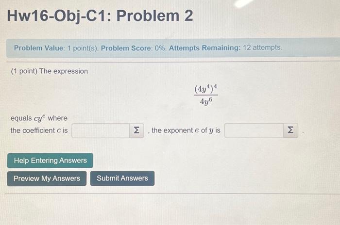 Solved Hw16-Obj-C1: Problem 2 Problem Value: 1 point(s). | Chegg.com