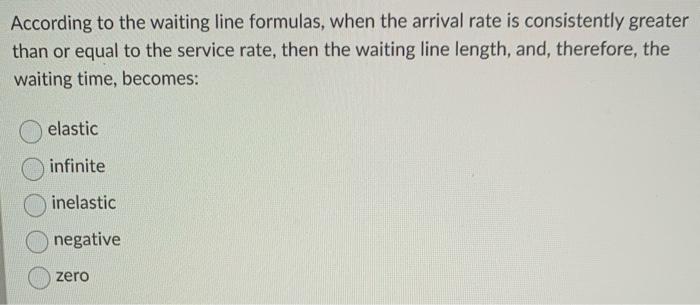 Solved According to the waiting line formulas, when the | Chegg.com