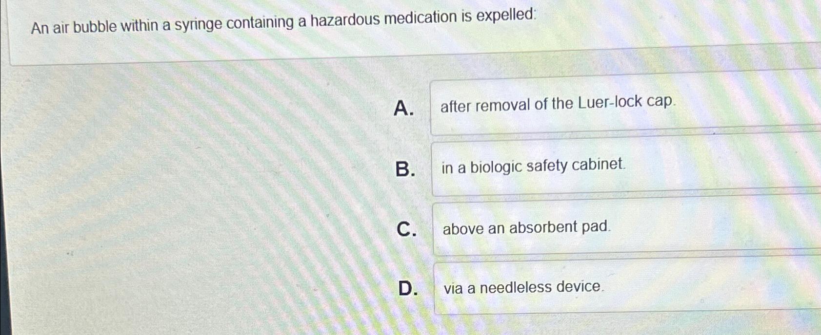 Solved An air bubble within a syringe containing a hazardous | Chegg.com