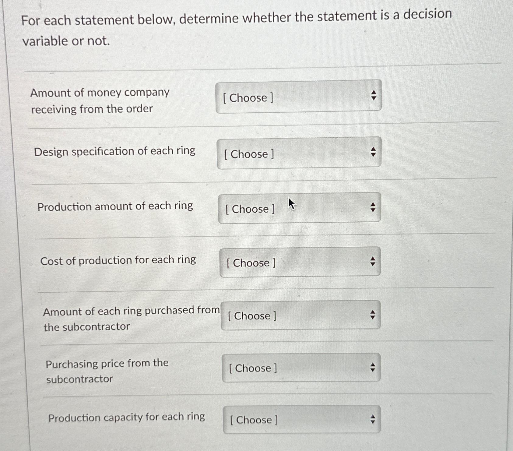 Solved For each statement below, determine whether the | Chegg.com