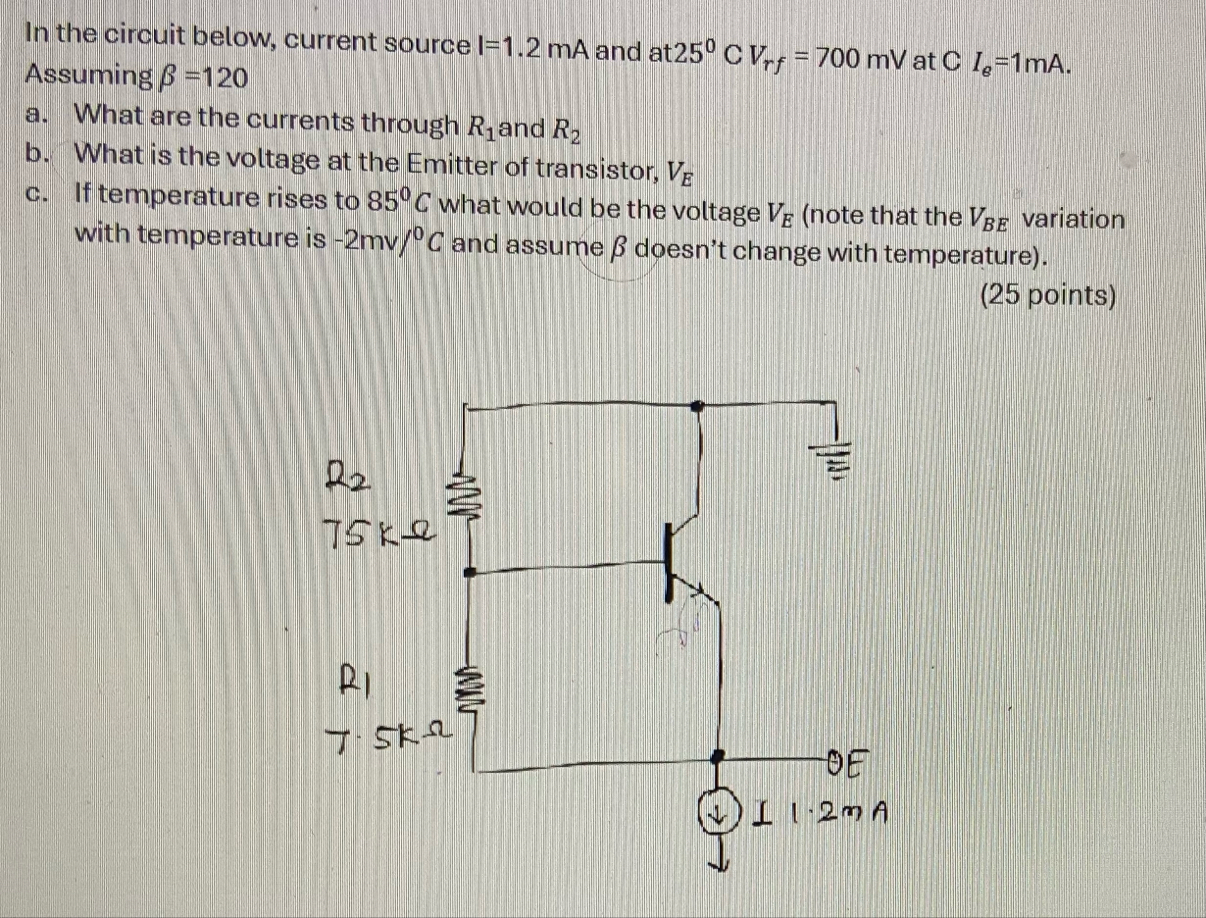 In the circuit below, current source I=1.2mA ﻿and at | Chegg.com